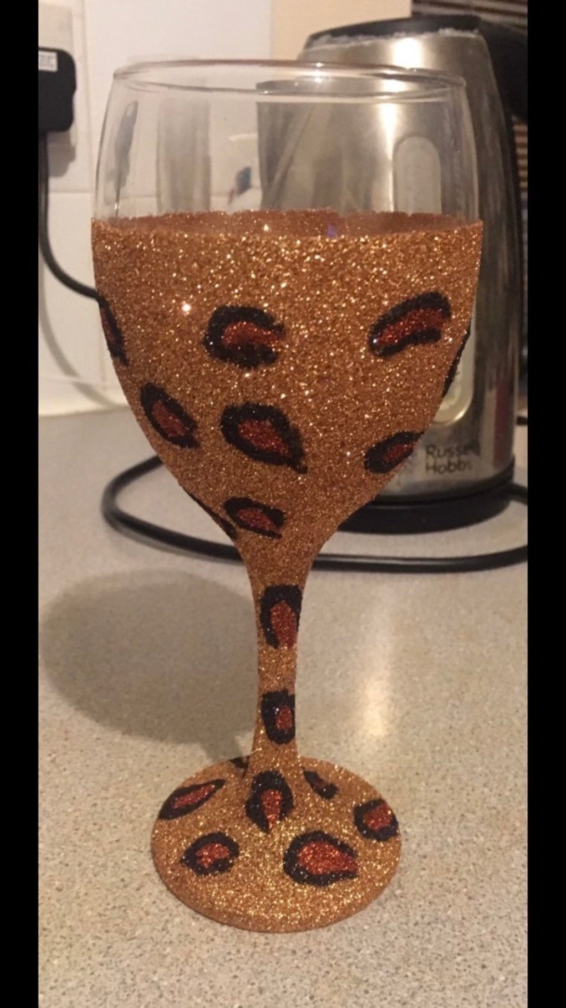 Leopard Print Glitter Glass. Leopard Print. Glitter Glass - Etsy