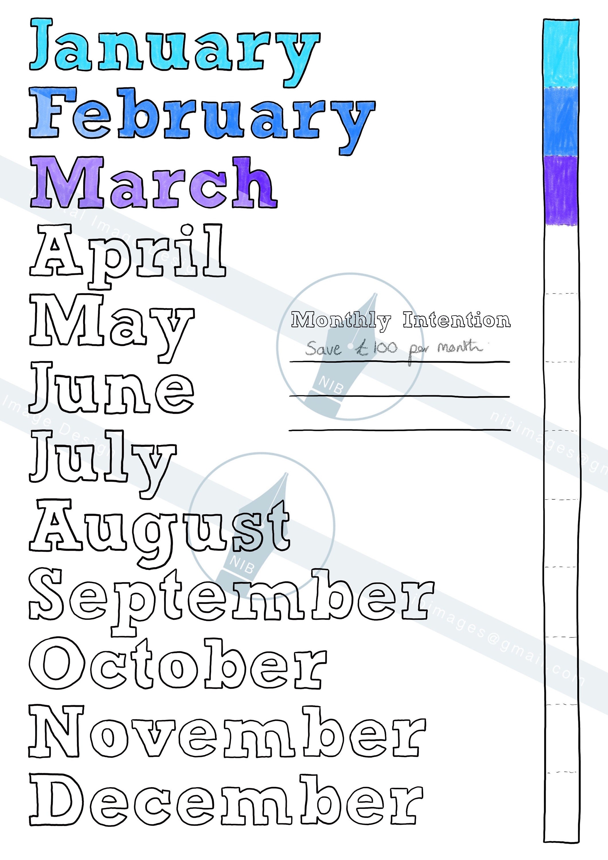 Monthly Tracker. Colouring in Mindfulness Tracker. Use for Saving Money ...