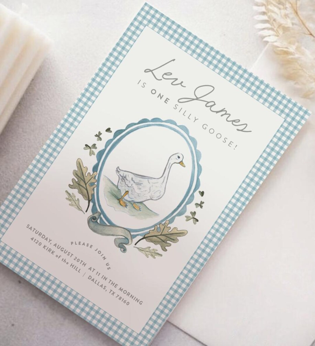 Blue Gingham Silly Goose Birthday - Etsy