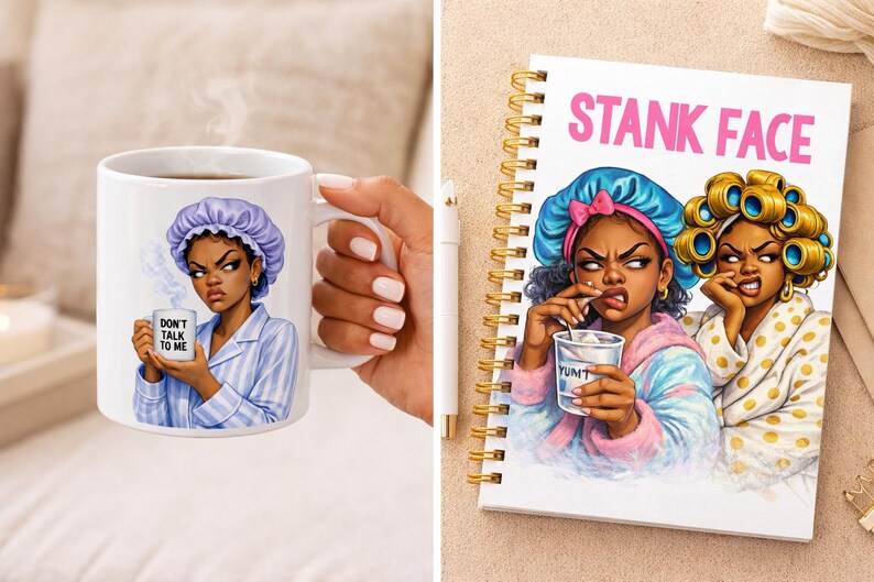Stank Face PNG Bundle | Sassy Black Woman Clipart | Bonnet Girl PNG ...