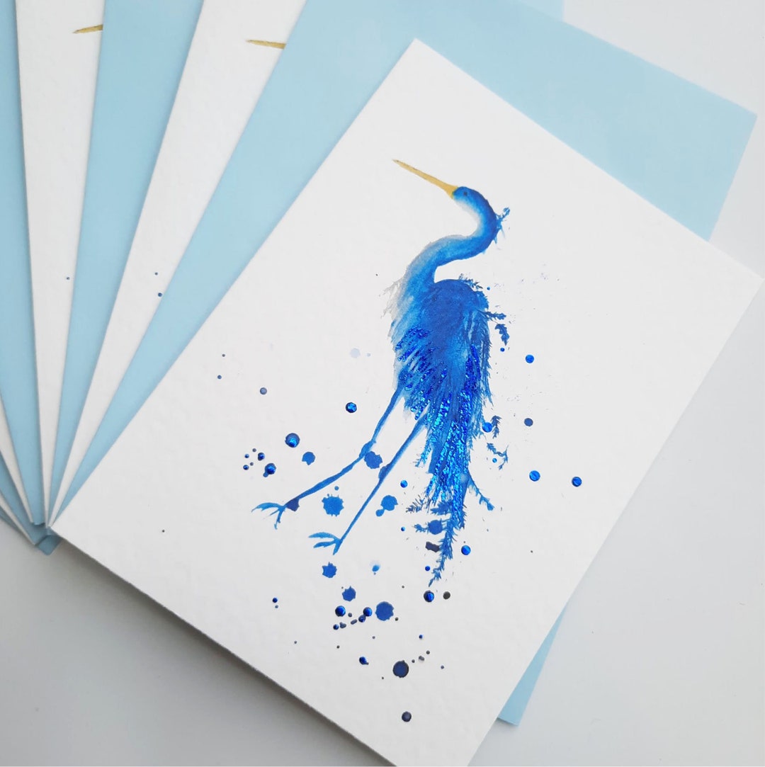 Hand Foiled Heron Card - Etsy