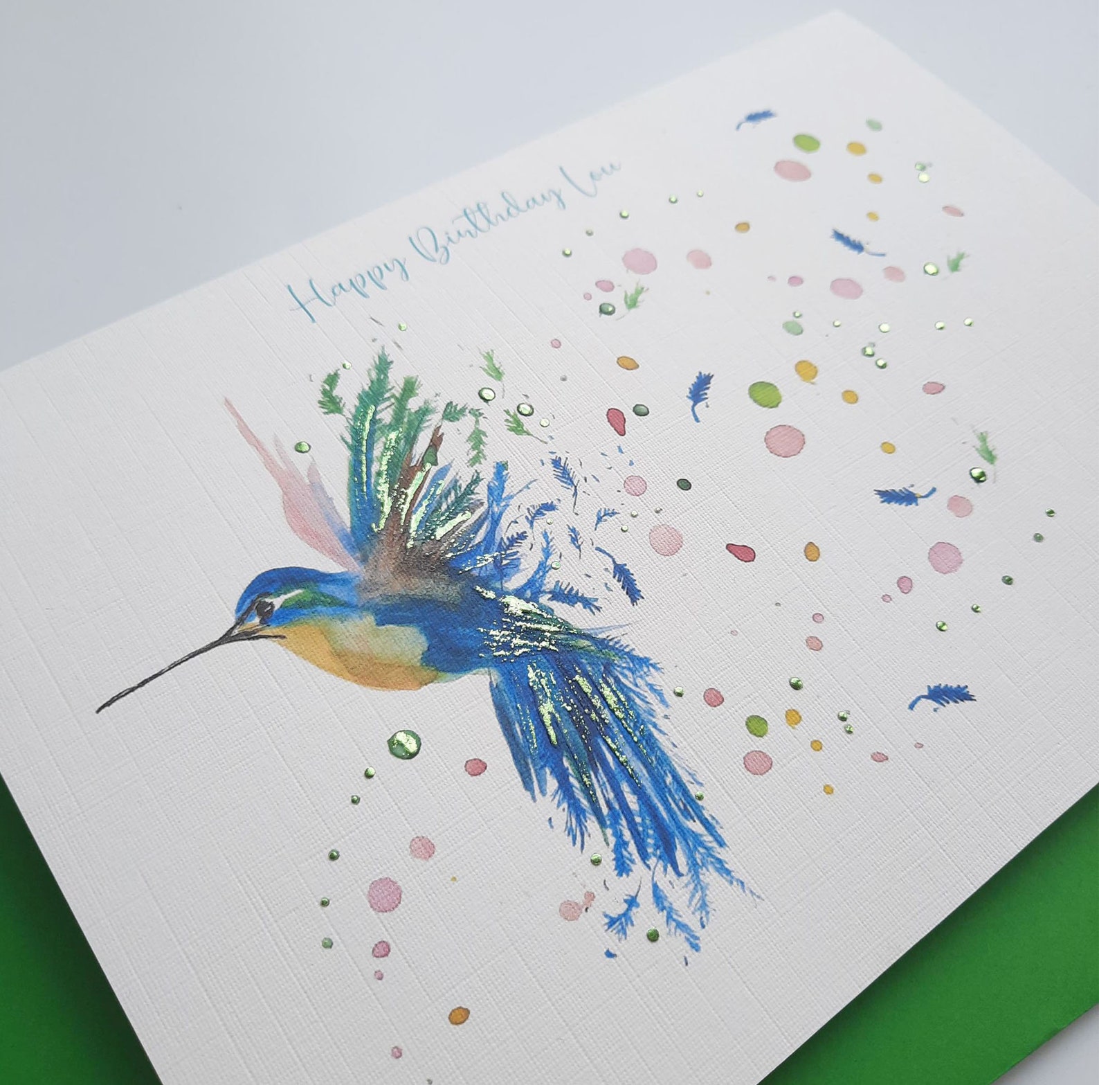 Hand Foiled Hummingbird Card - Etsy
