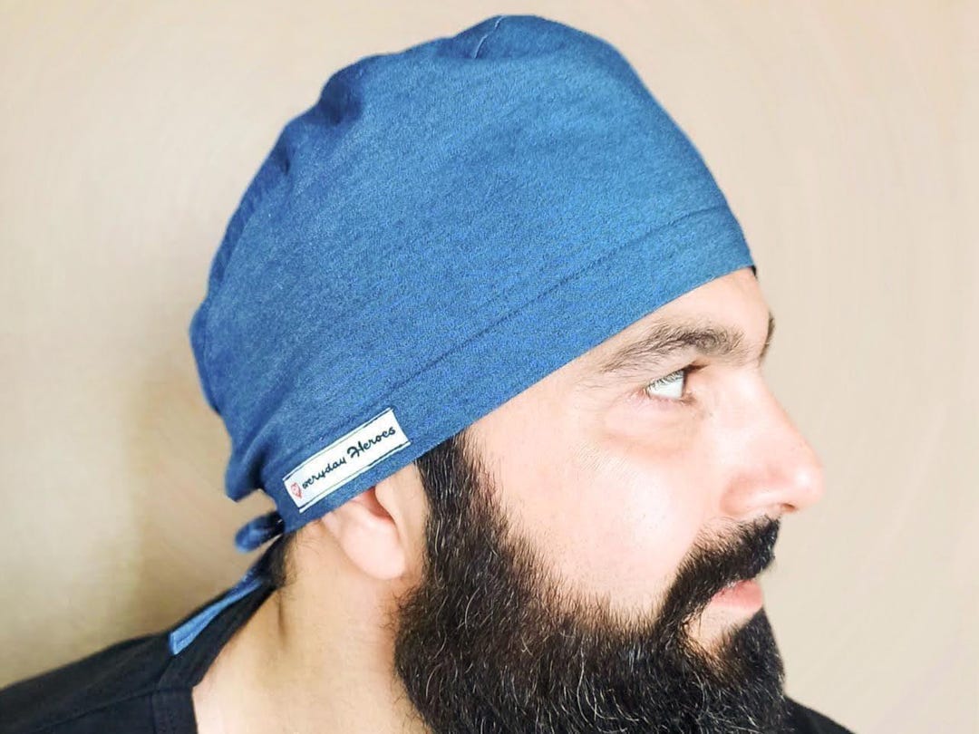 Denim Cotton Custom Scrub Caps Men, Personalized Surgical Cap Men, Add ...