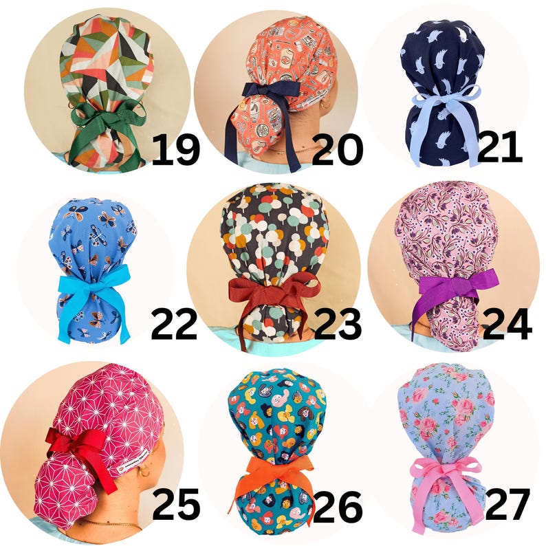Satin Lined & Name Ponytail Scrub Caps for Women, Custom Surgical Cap ...
