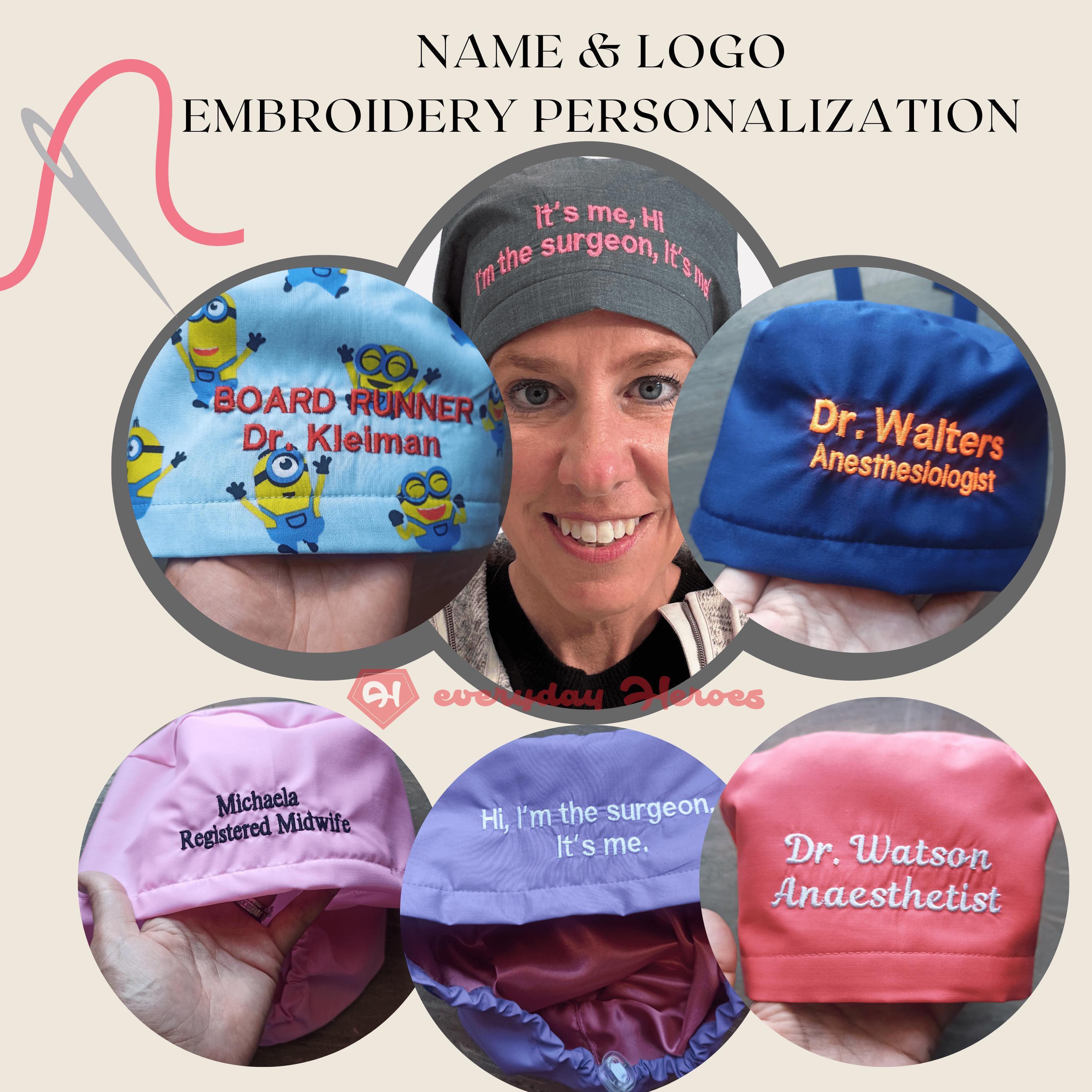Custom Scrub Caps Men's Surgical Cap Personalized Scrub Hat Embroidered ...