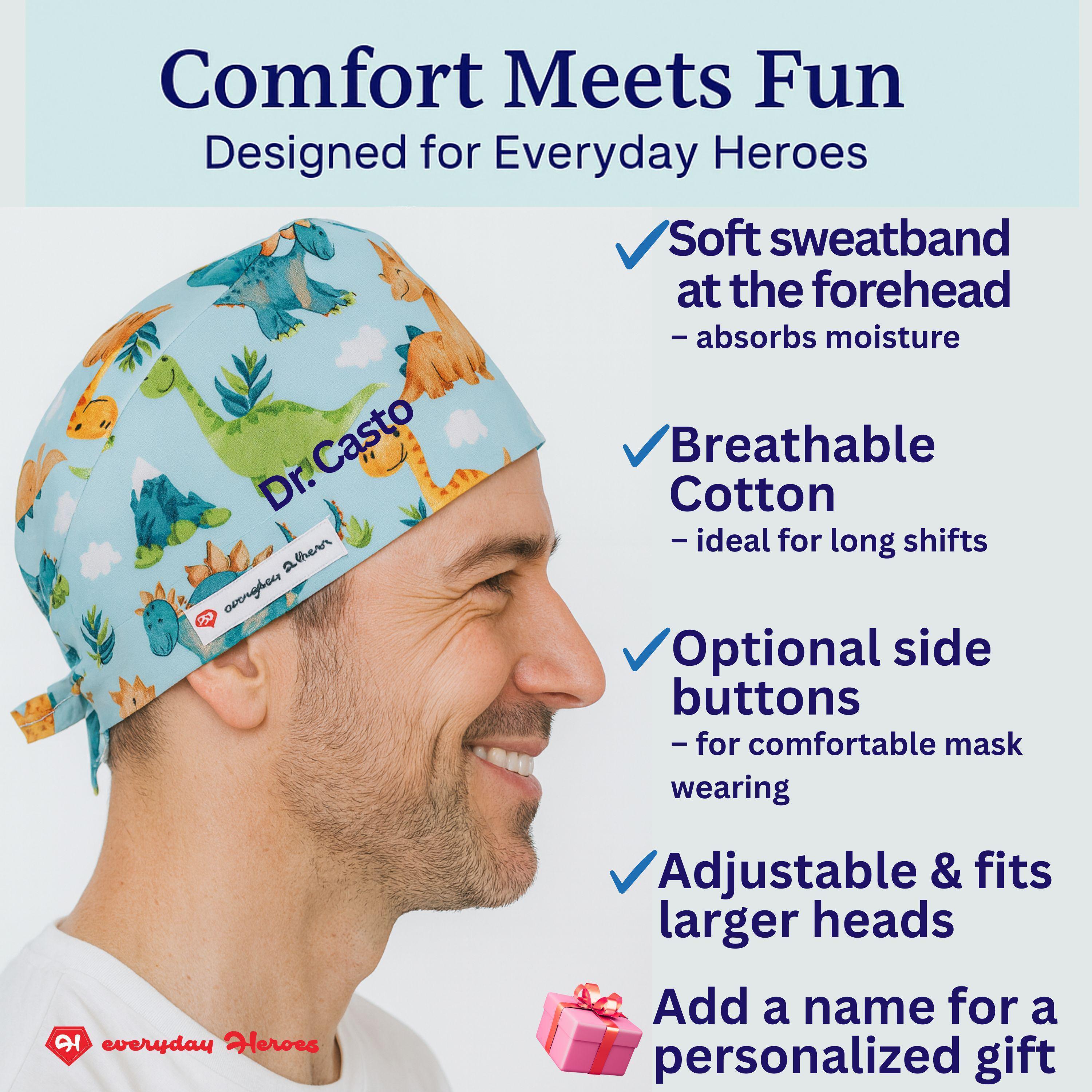 Custom Scrub Caps Men's Surgical Cap Personalized Scrub Hat Embroidered ...