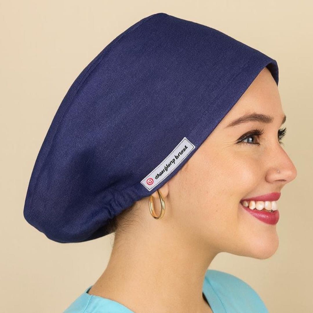 Surgical Cap Name Tag Custom Scrub Cap Denim Cotton Blue Satin Lined ...
