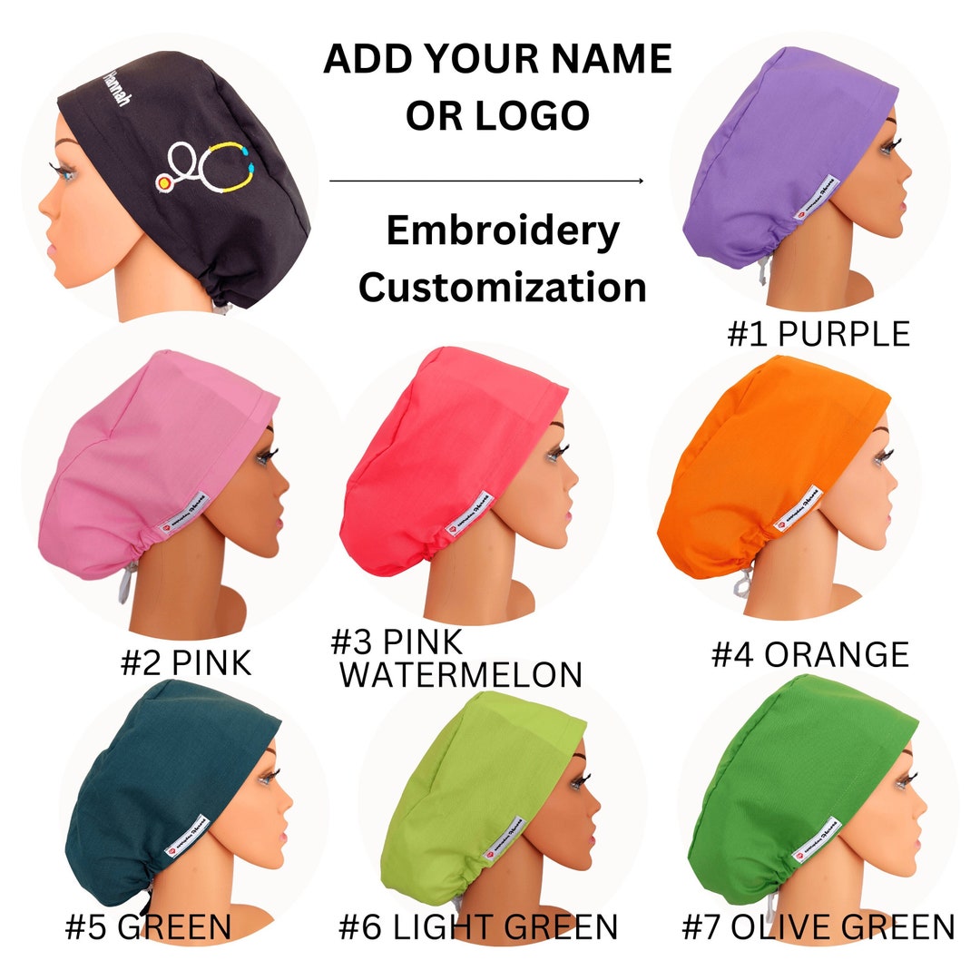 Personalized Scrub Hat Custom Scrub Cap for Women Satin Lined Solid ...
