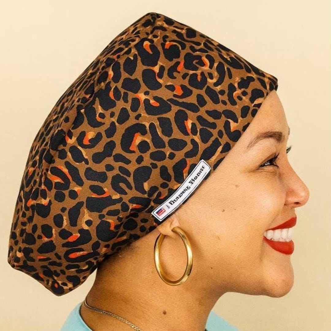 Leopard Scrub Cap Surgery Euro Scrub Hats Surgeon Gift Idea Cheetah ...