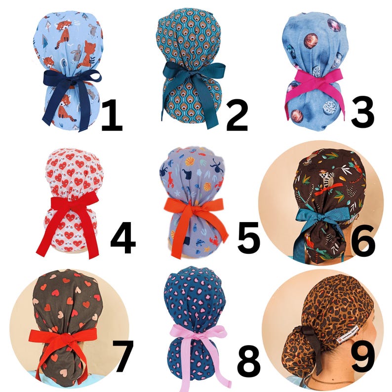 Satin Lined & Name Ponytail Scrub Caps for Women, Custom Surgical Cap ...