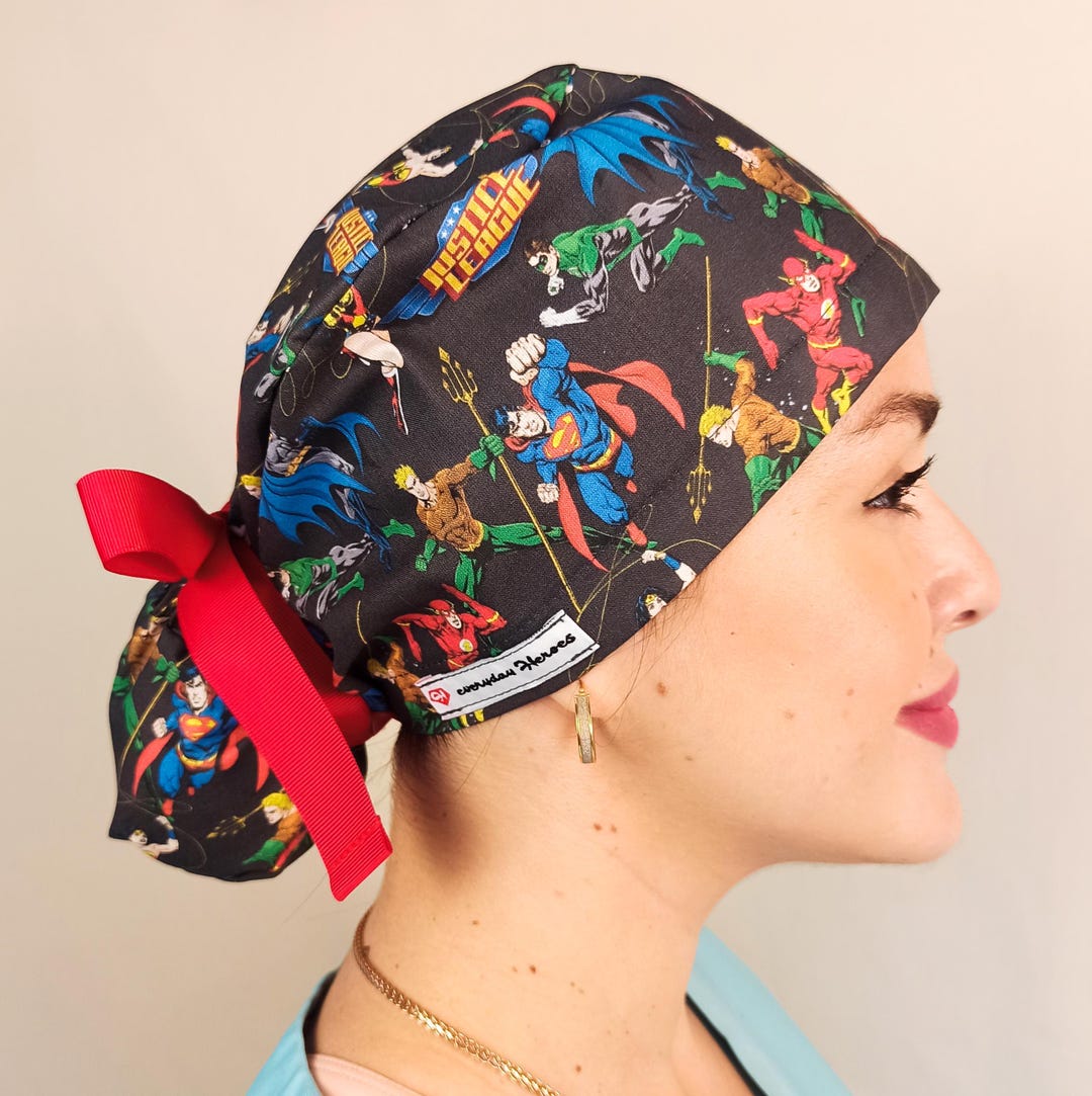 Scrub Caps Character Anime Scrub Hats Powerful Girls Customized Satin ...