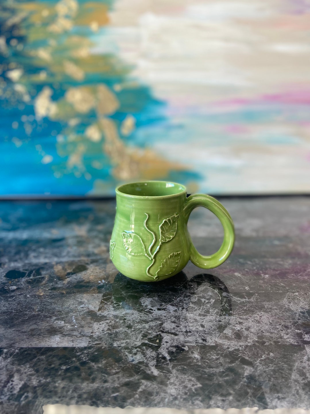 Green Leafy Mug - Etsy Australia