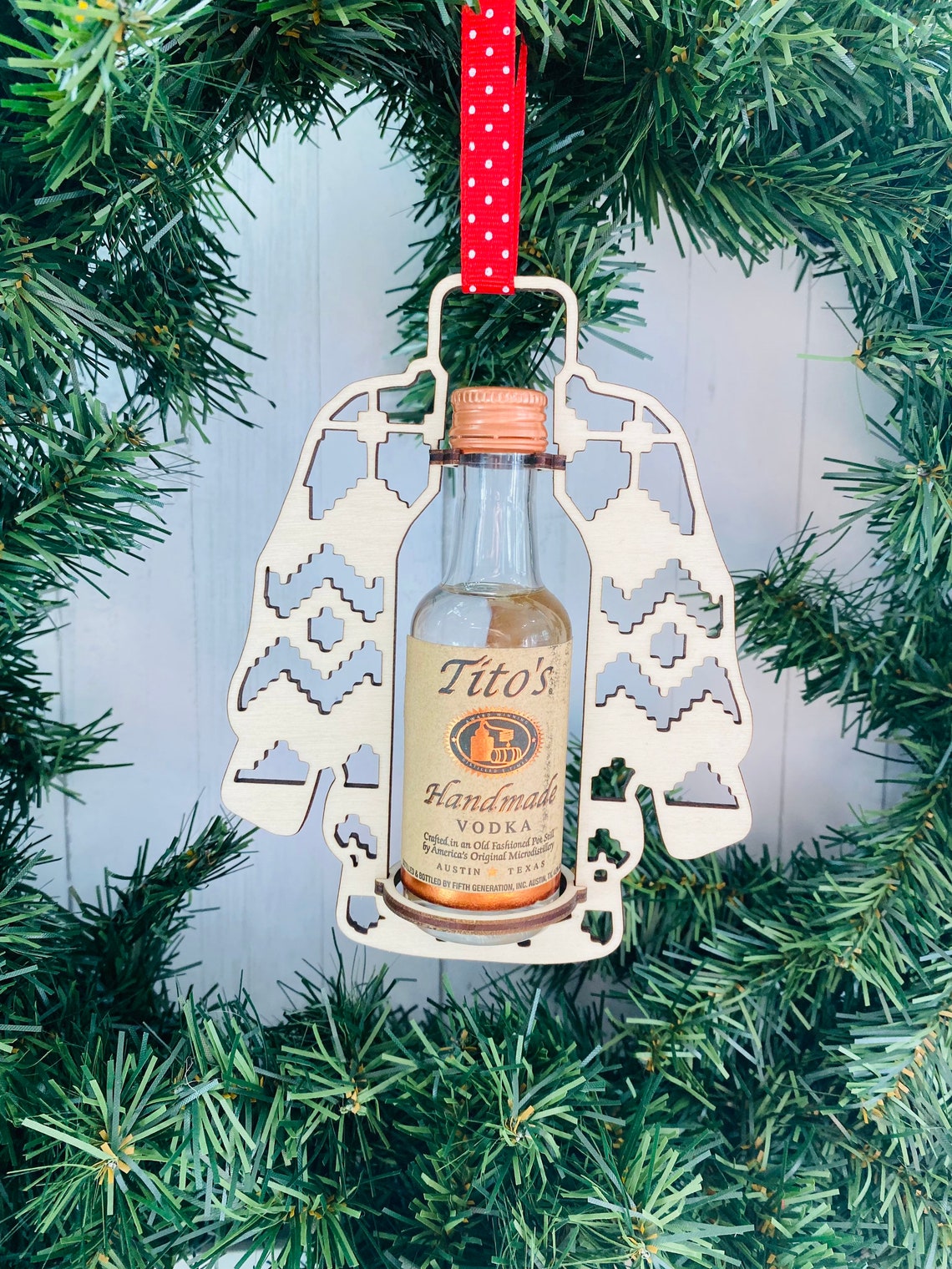Christmas Vodka Tito’s Mini Shooter Ornament Ugly Sweater - Etsy
