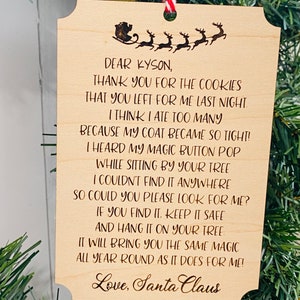 Santa’s Missing Button and Personalized Letter, Christmas, Ornament ...