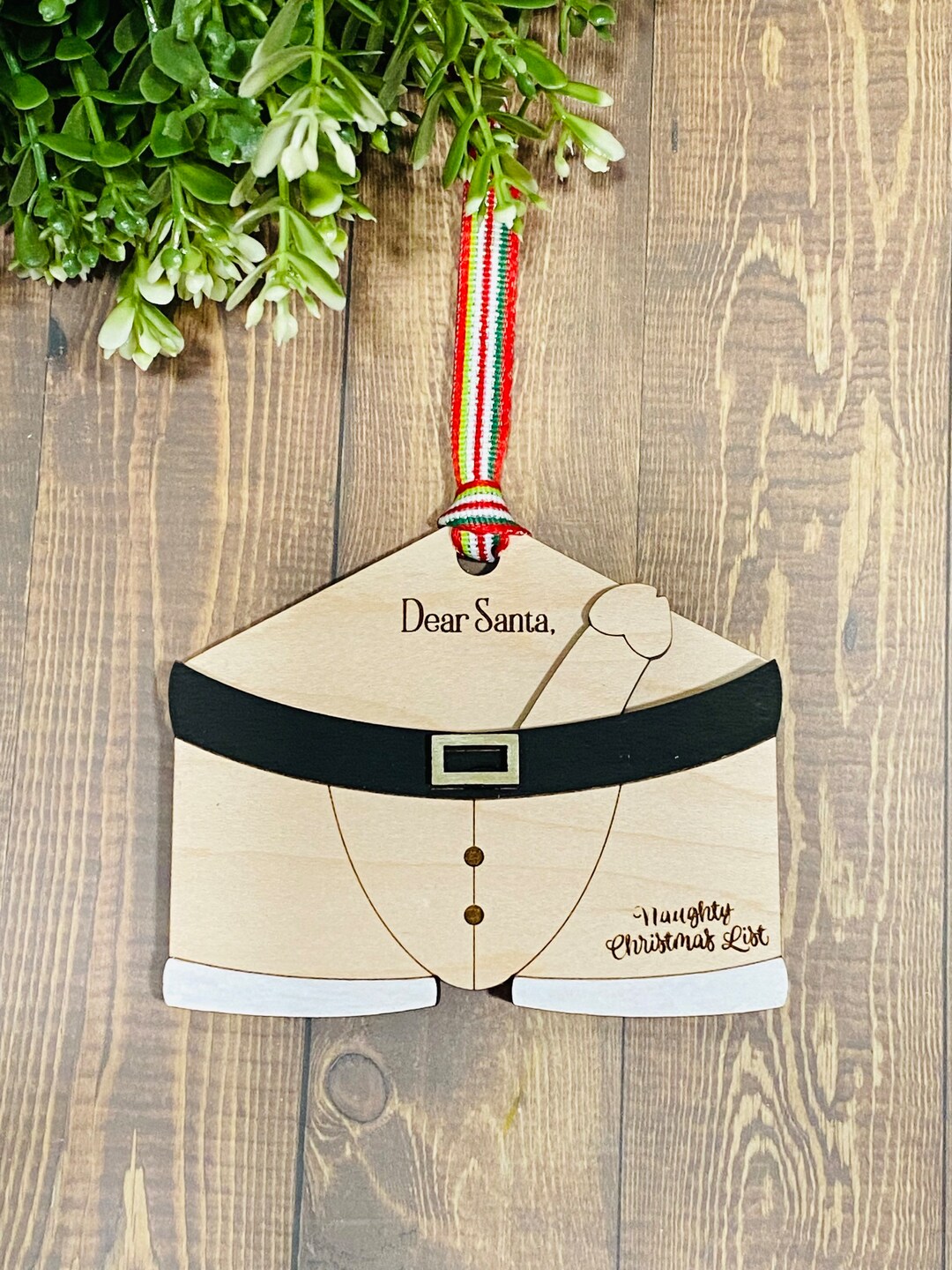 Naughty Dear Santa Christmas Ornament, Inappropriate Wish List Ornament ...