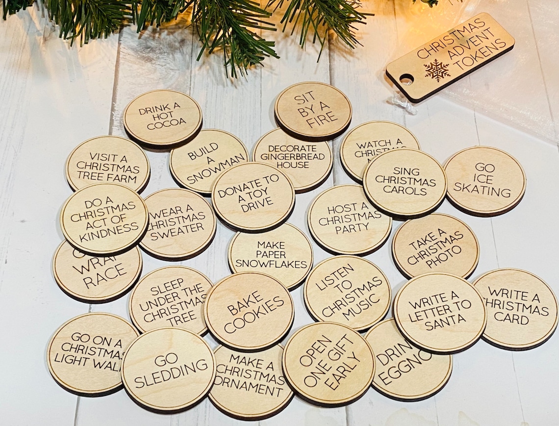 25 Days of Christmas Advent Tokens Family Activities - Etsy