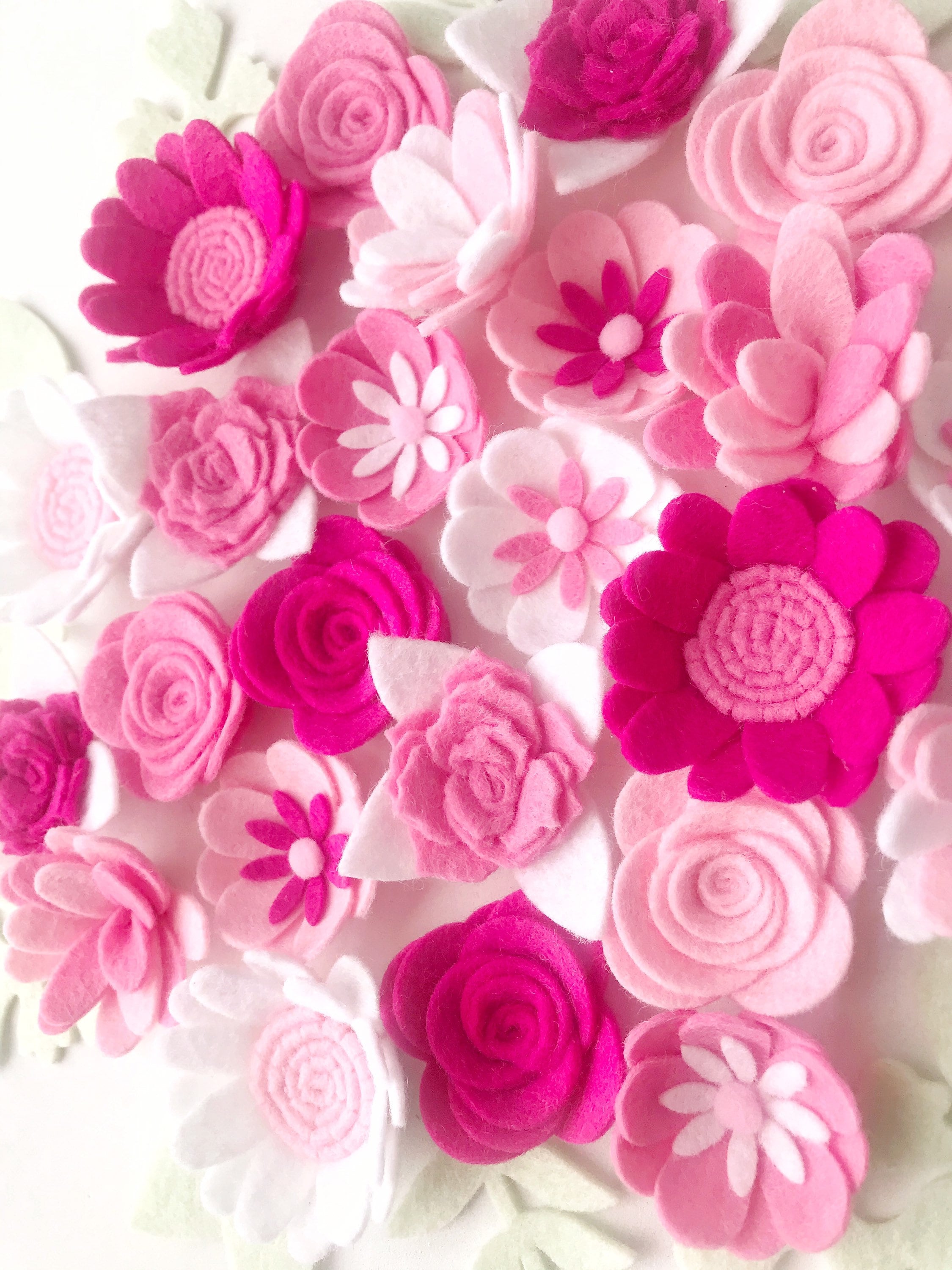 Felt Flowers / OMBRÉ PINK / Ready to Craft With / Pink Fuchsia - Etsy