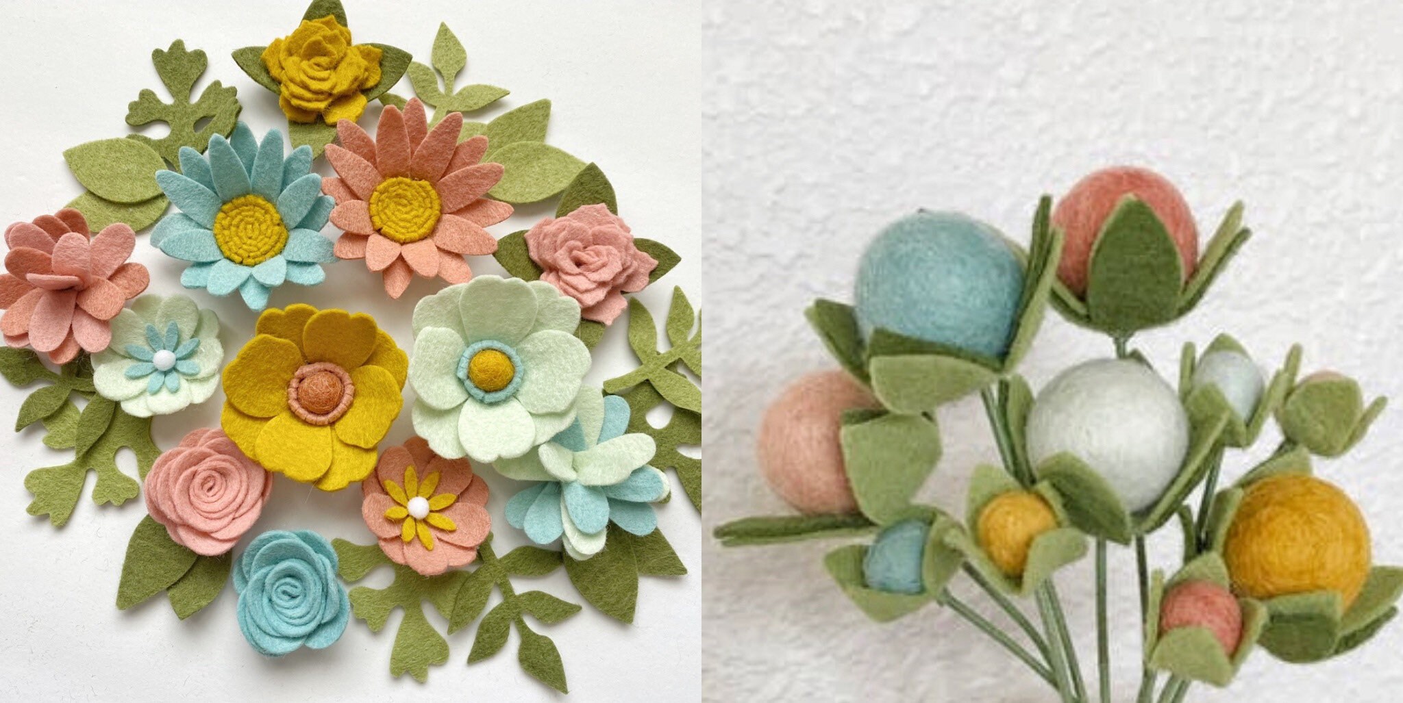 Felt Ball Bouquet / Spring Felt Blooms / Wool Felt Flowers / | Etsy