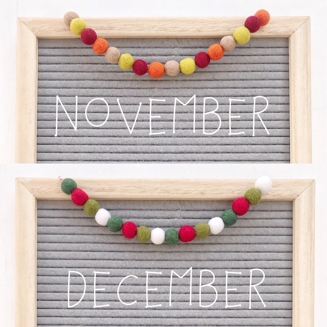 Mini Felt Ball Garlands / 12 Month Letter Board Accessories / - Etsy