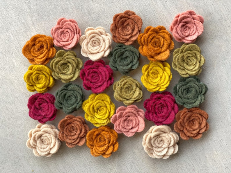 Felt Posies / WOODLAND ROSE / Felt Flowers / Mini & Small / Craft All ...