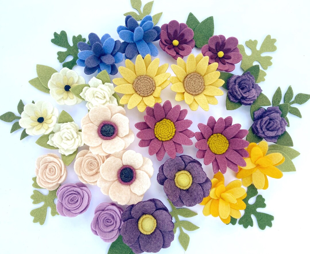 Felt Flowers / Purple VIOLA / Handmade Room Decor / Ready to Craft With ...