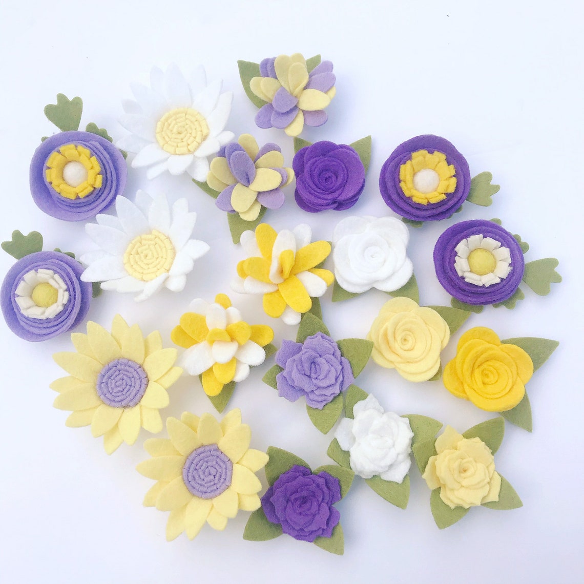 PURPLE SPRING Felt Flowers / Loose / Diy Craft /lavender White - Etsy
