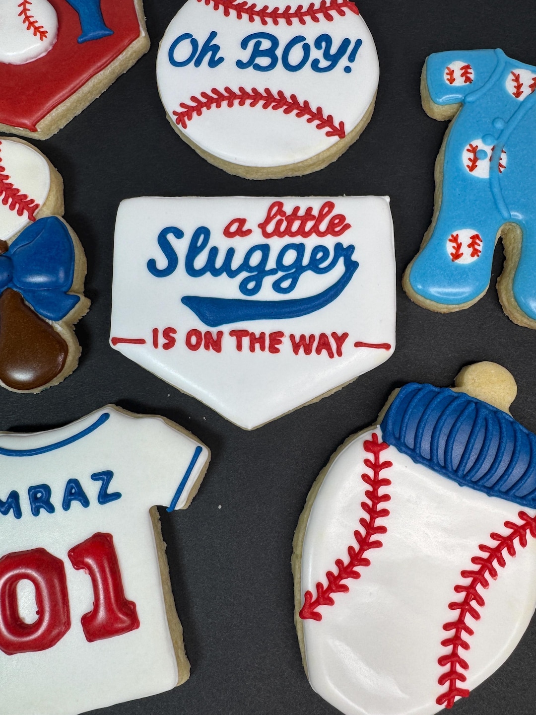 A Little Slugger is on the Way, Baseball Baby Shower Decorated Sugar ...
