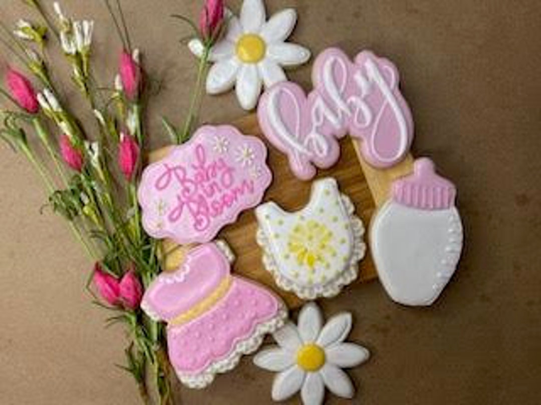 Baby in Bloom Baby Shower Cookie Set, Baby Girl, Shower Theme, Pink ...