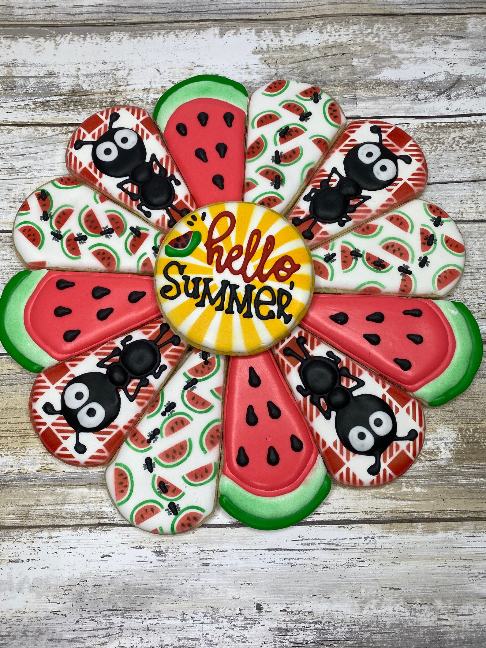 Watermelon & Ant Sugar Cookie Platter: Summer Party Favor, Large - Etsy