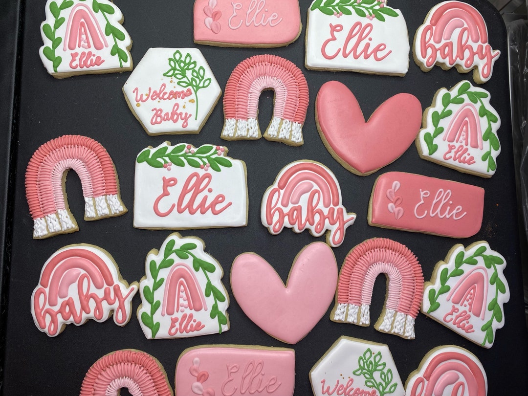 Boho Baby Shower Cookies, Birthday Cookies, Rainbow, Customizable Baby ...