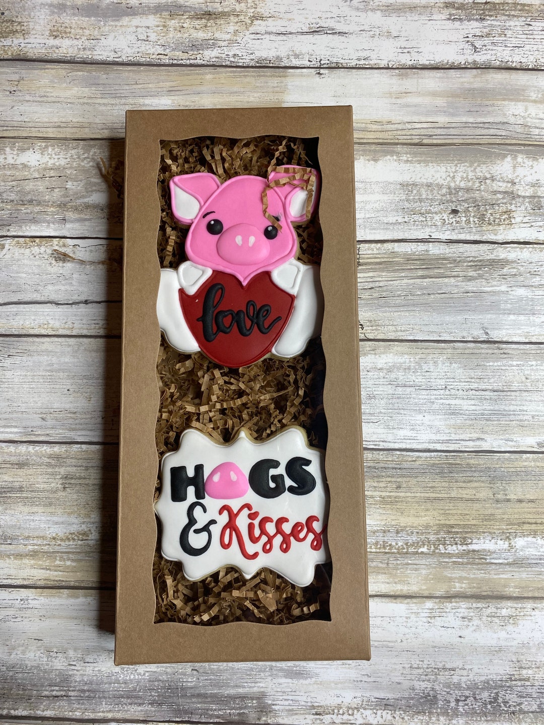 Hogs & Kisses Valentine Cookie Set, Pig Themed Cookie, Boxed Cookie ...