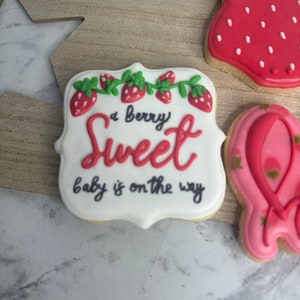 A Berry Sweet Baby is on the Way Decorated Cookie Set, Baby Shower Gift ...