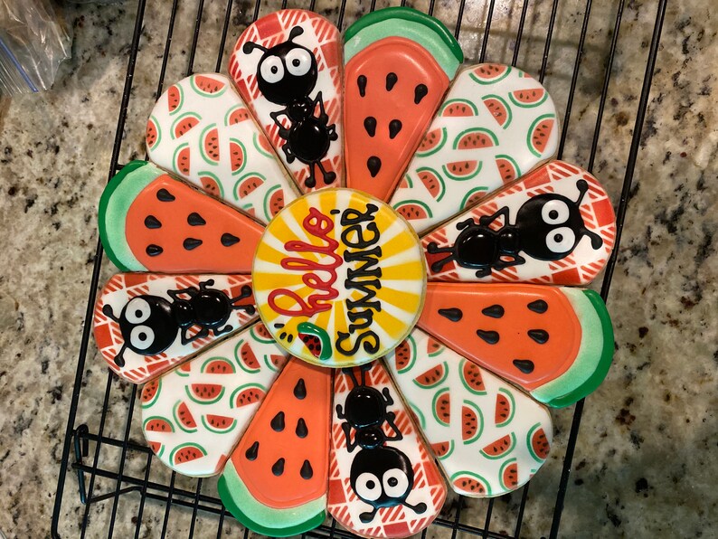 Watermelon & Ant Sugar Cookie Platter: Summer Party Favor, Large - Etsy