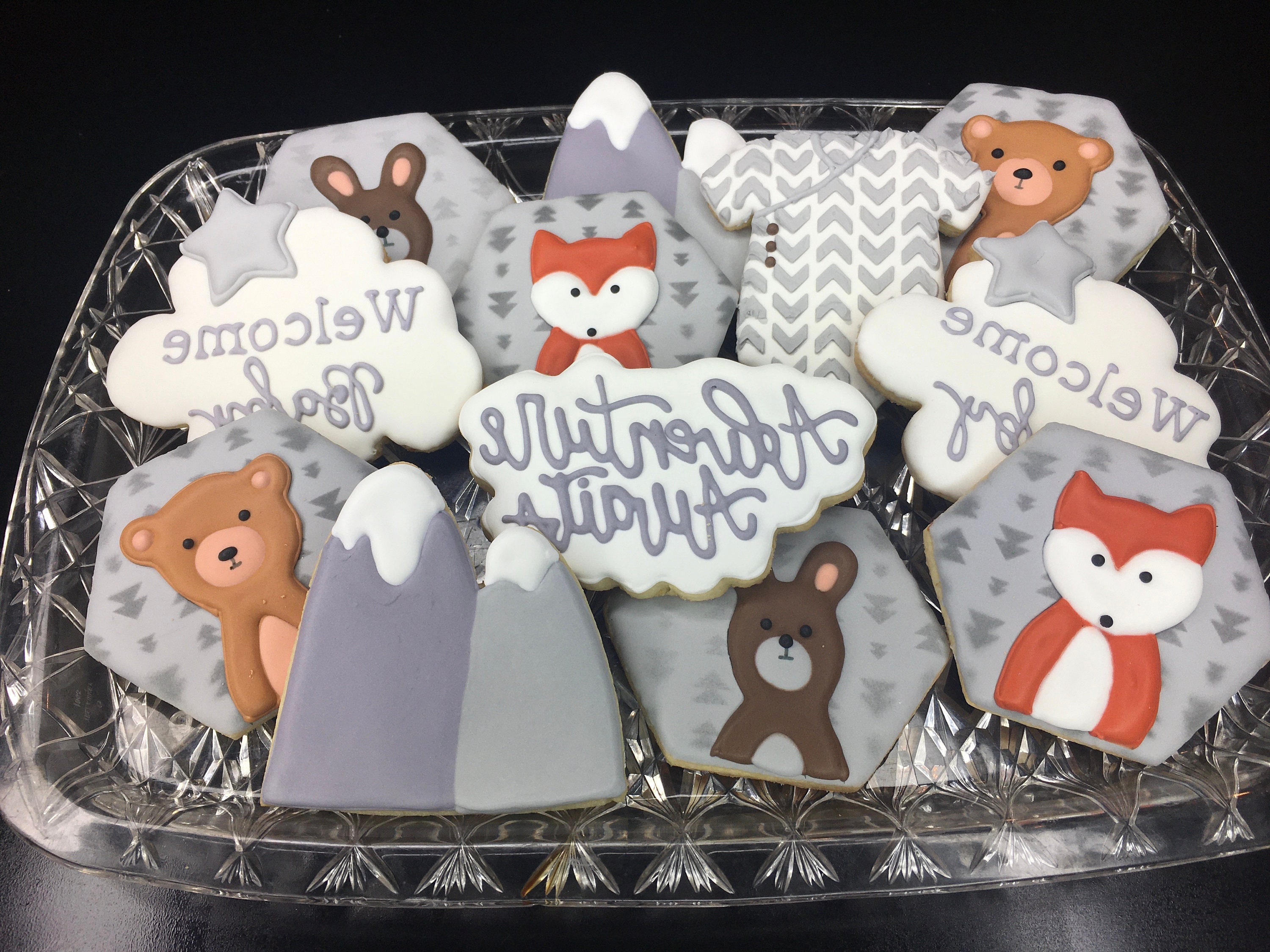 Adventure Awaits Baby Shower Cookies: Woodland Animals Party Favors ...