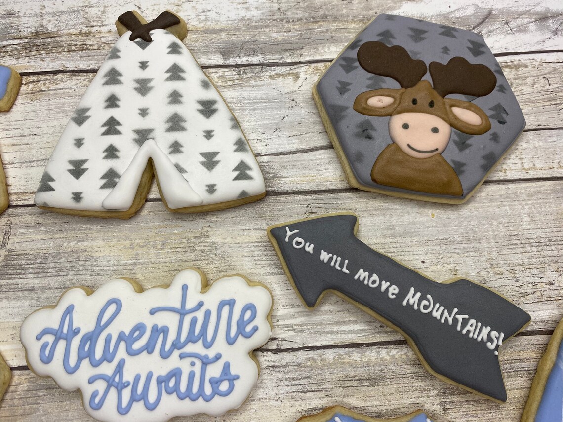 Adventure Awaits Baby Shower Cookies: Woodland Animals Party Favors ...