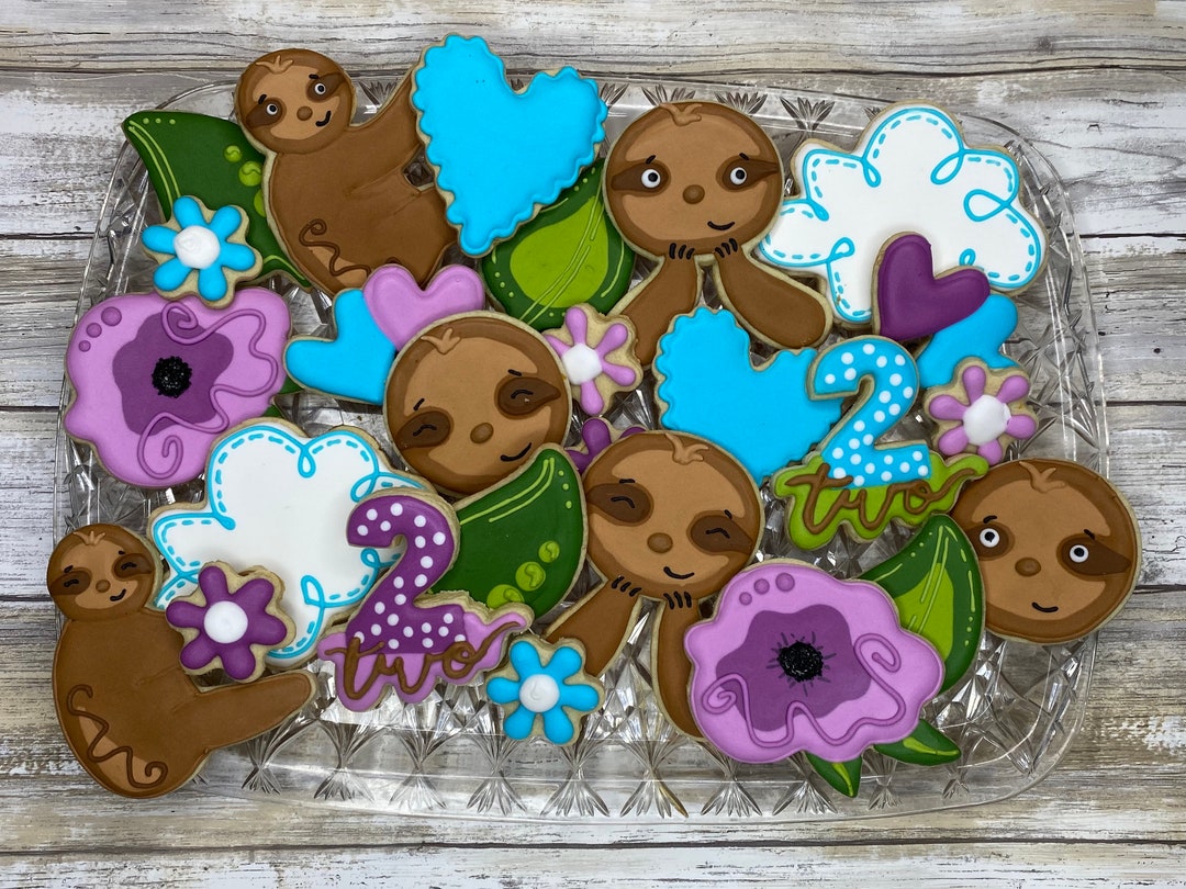 Sloth Cookie Celebration, Child's Birthday Party, Sloth Themed Cookies ...