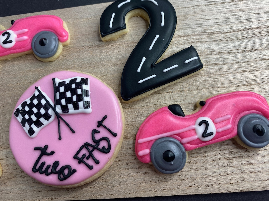 Vintage Race Car Sugar Cookies: Child's Birthday Party Decorated Sugar ...