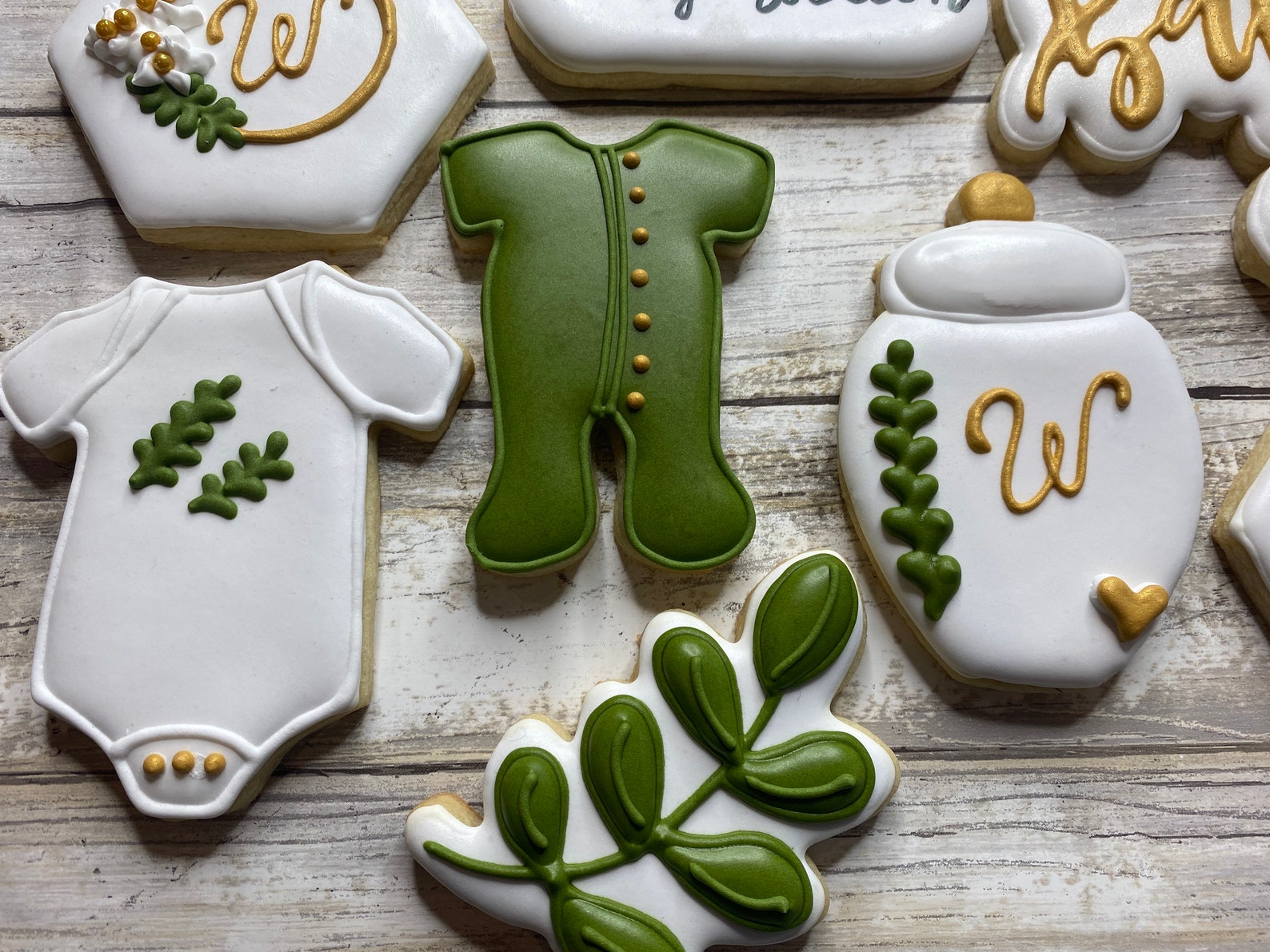 Baby Shower Cookies Greenery and Gold - Etsy
