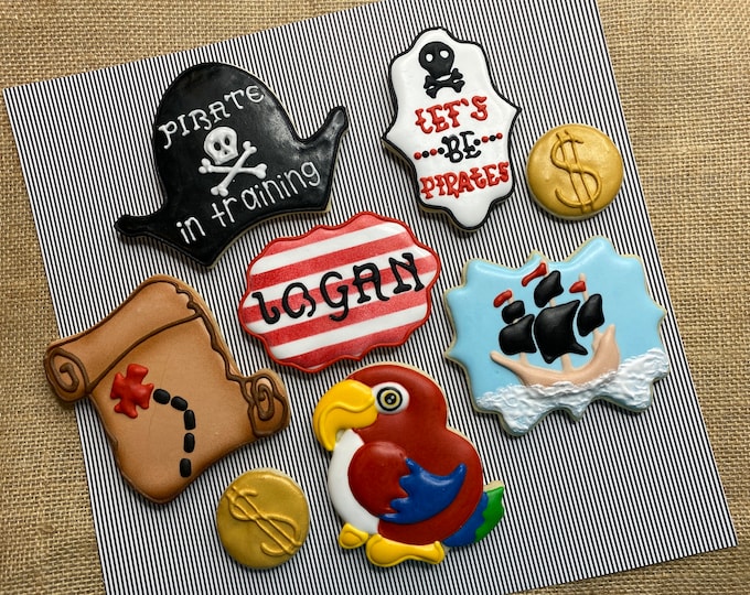 Pirate Birthday Royal Icing Cookies, Pirate Party Favor, Pirate Cove ...
