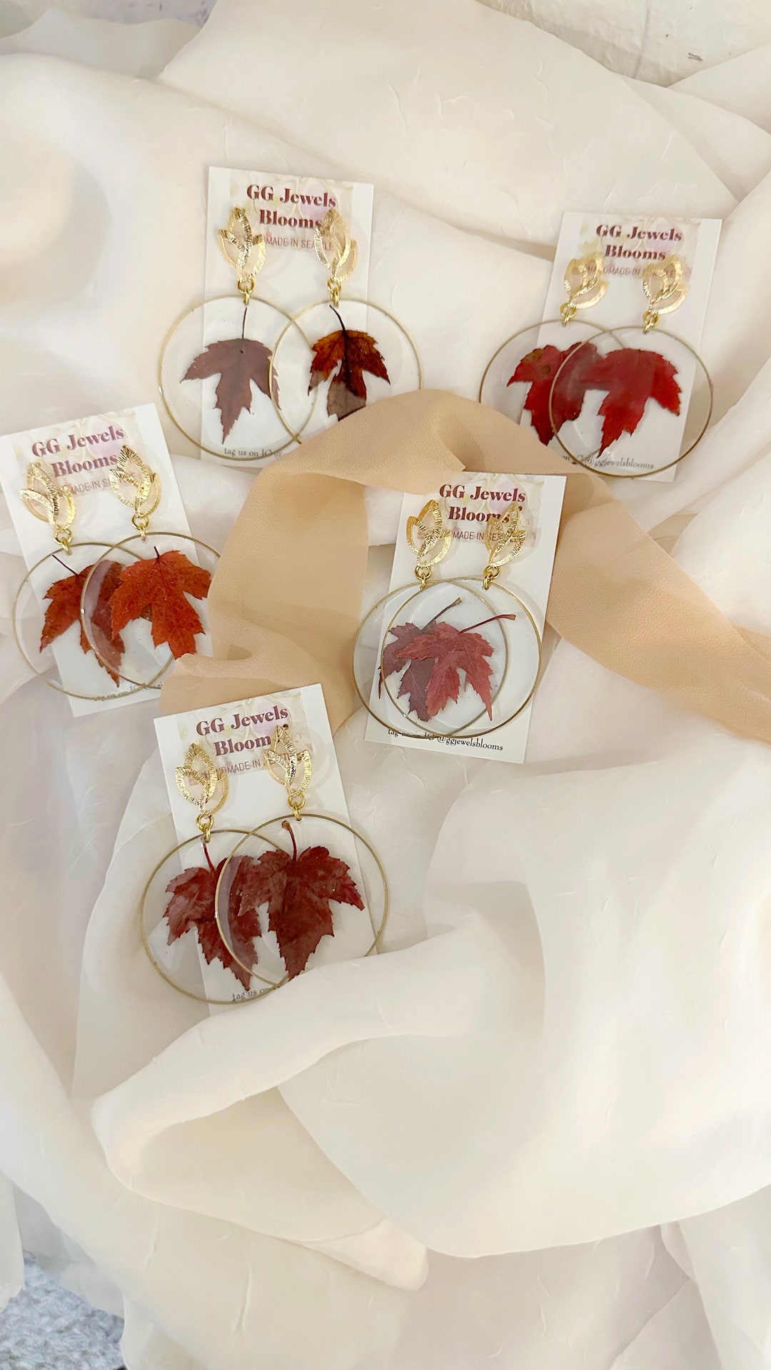 Maple Leaf Earrings- Shades of Red Maple Real Leaf -unique Earrings ...