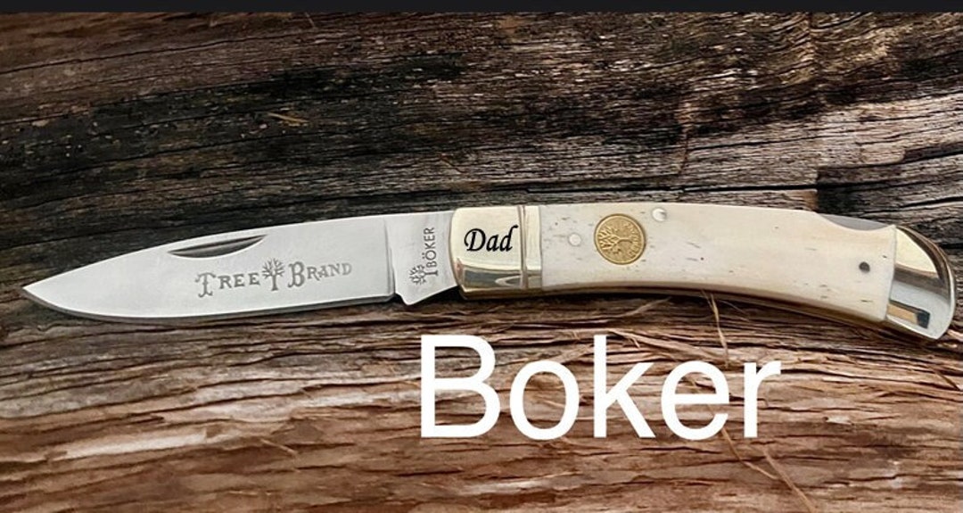 Custom Engraved | Boker White Smooth Bone | Bushcraft Gear | Camping Gear | Hiking Gear ...