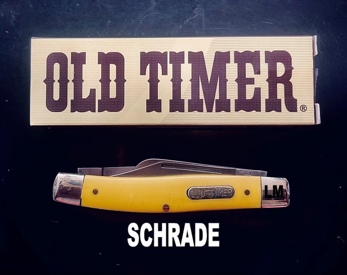 Engraved Old Timer Pocket Folding Knife With Leather Sheath ...