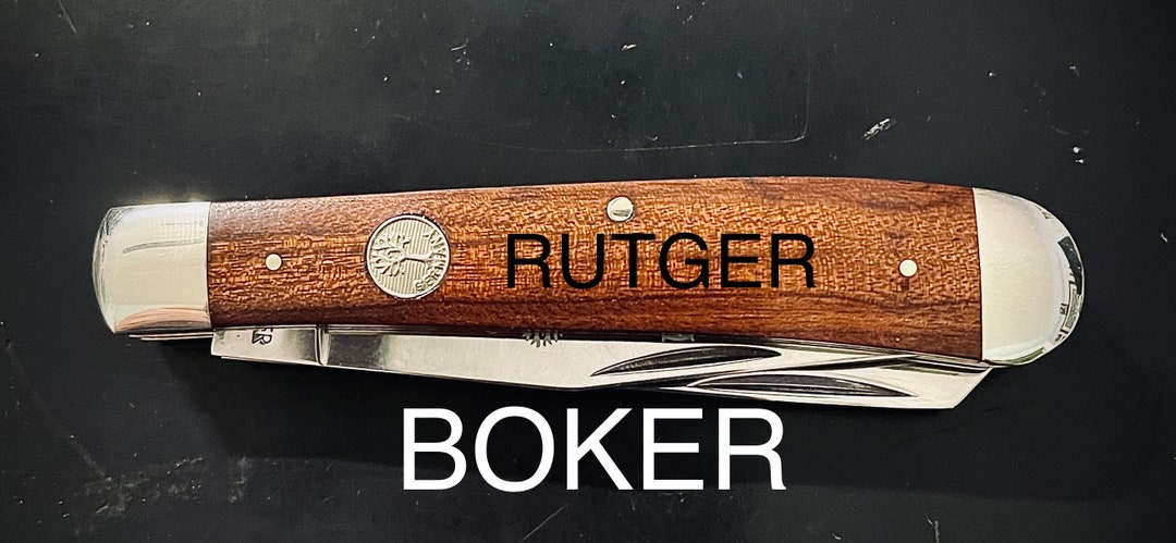 Custom Engraved Customized Knife BOKER Knife Boker Rosewood Trapper Bushcraft Gear Camping Gear ...