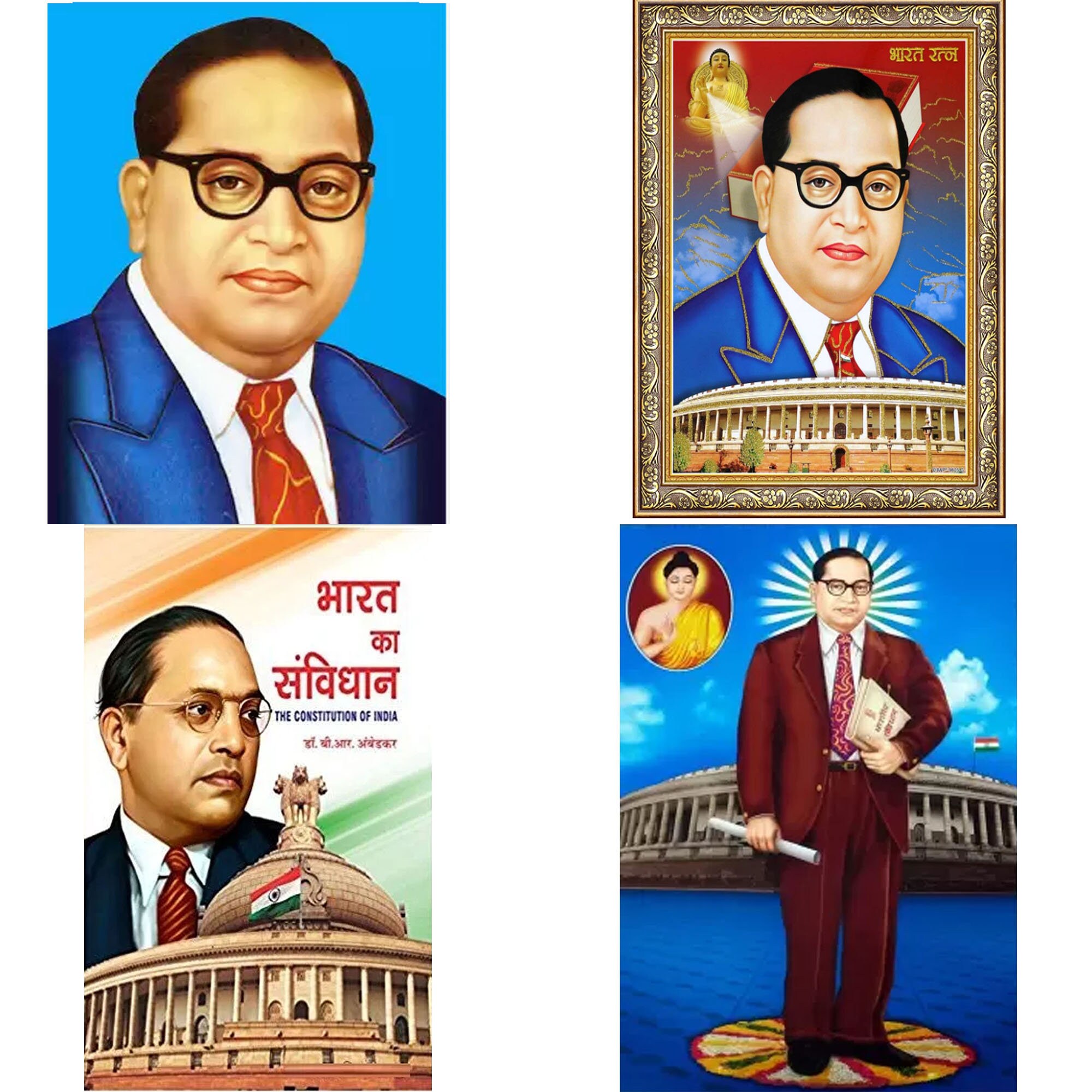 Poster Set of 4 Dr. B. R. Ambedkar Poster, Bhagat Singh, Chandrasekhar ...
