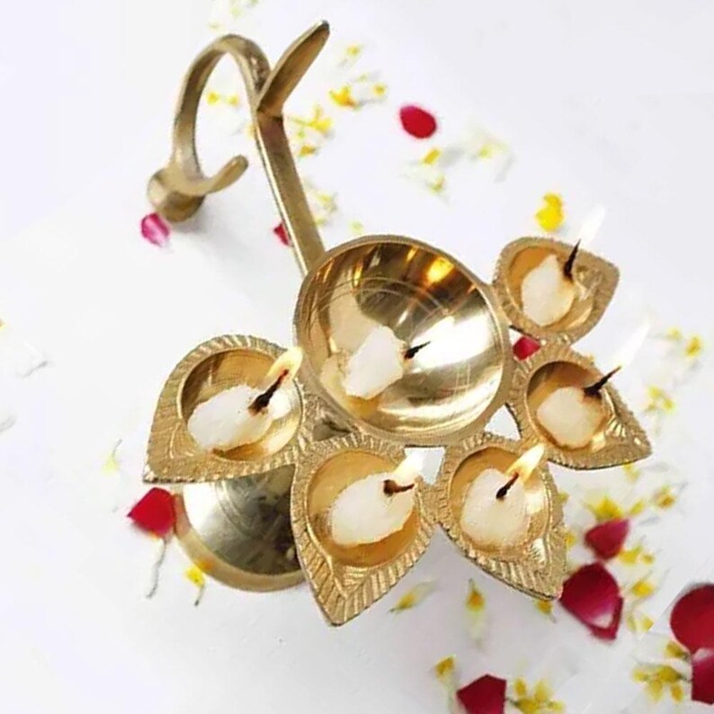 Beautiful Panchmukhi Pital Diyas Oil or Ghee Pital Diya Brass Deepak ...
