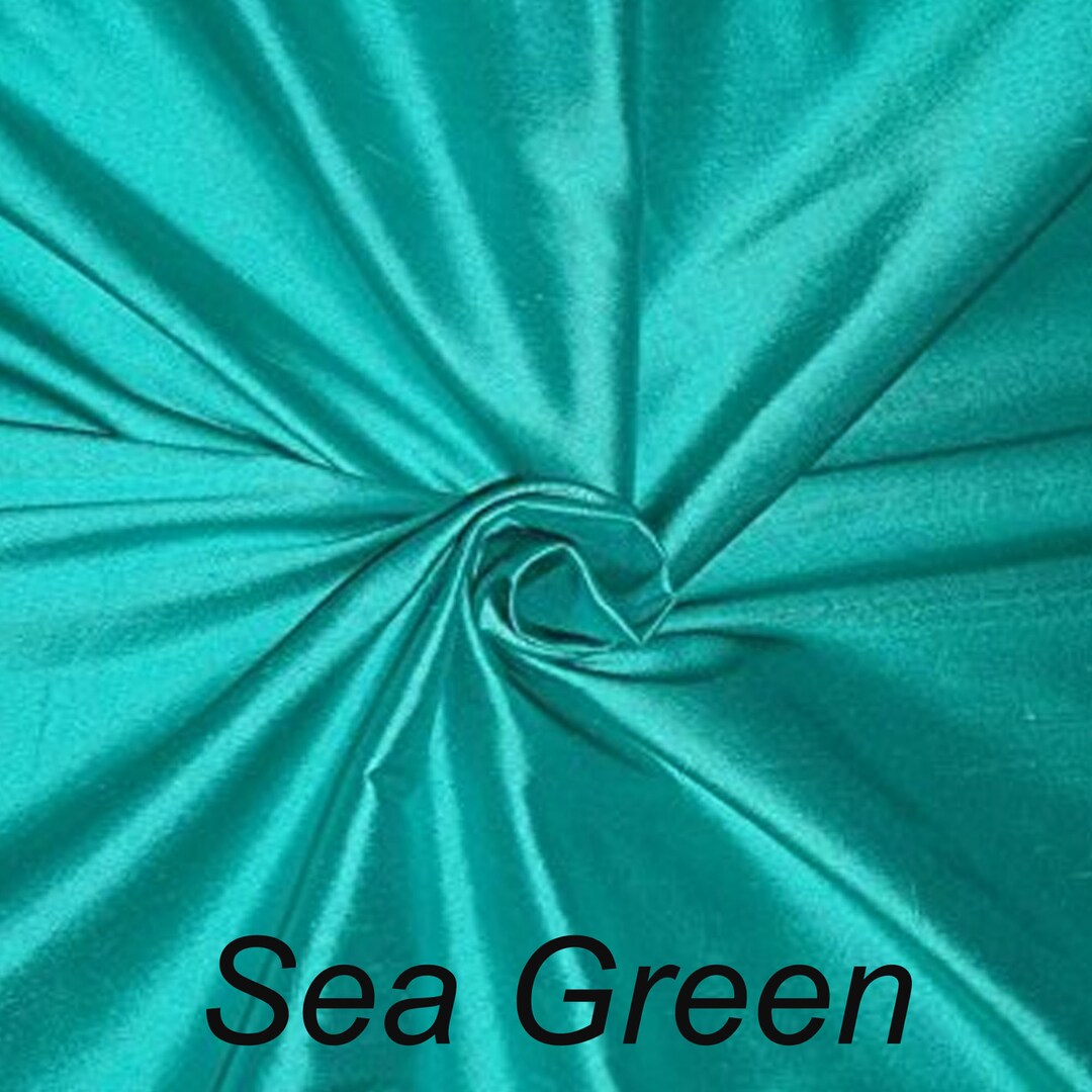 Tela de seda dupioni verde mar: tejido liso, material para vestidos de ...