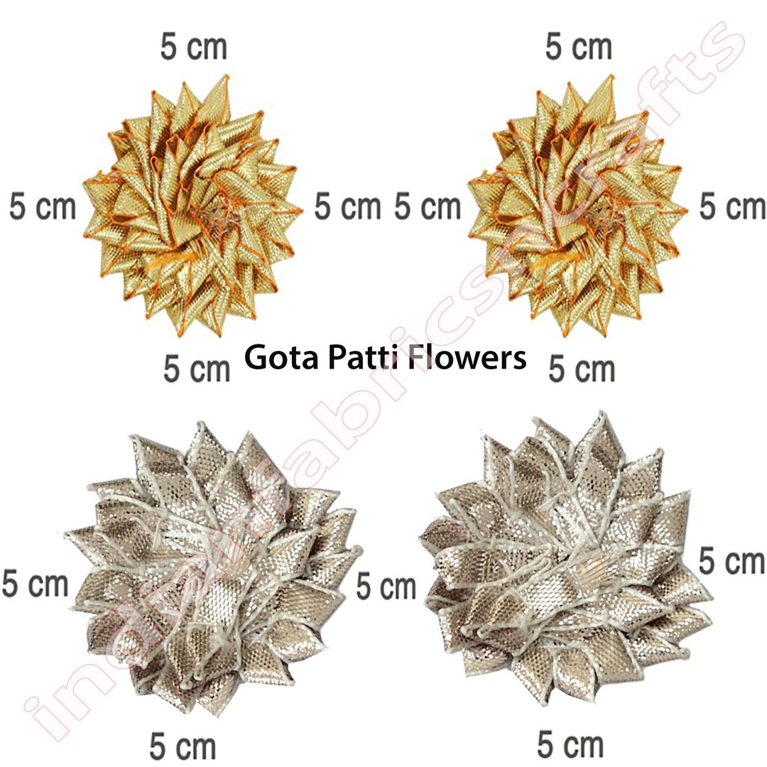 50 Piece Gold and Silver Gota Patti Flower, Gota Patch for Lehenga ...
