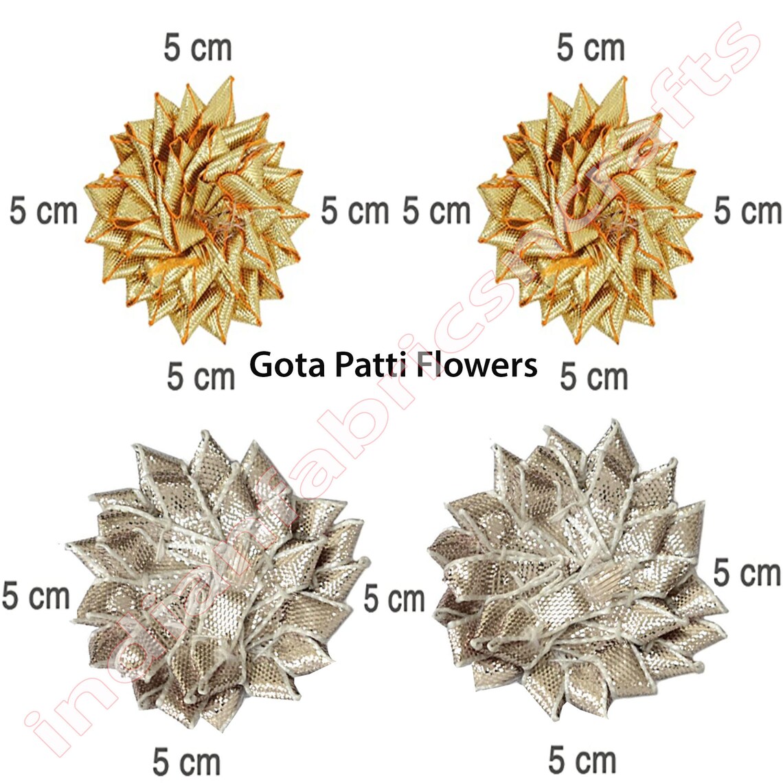 Gota Patti Phool, Gota Patti Flowers for Lehenga, Gold and Silver Gota ...