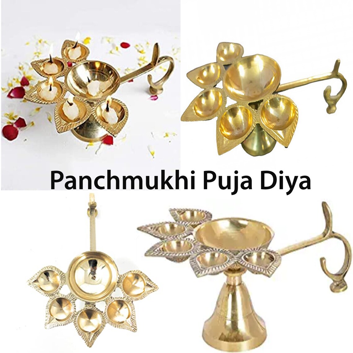 Beautiful Panchmukhi Pital Diyas Oil or Ghee Pital Diya Brass Deepak ...