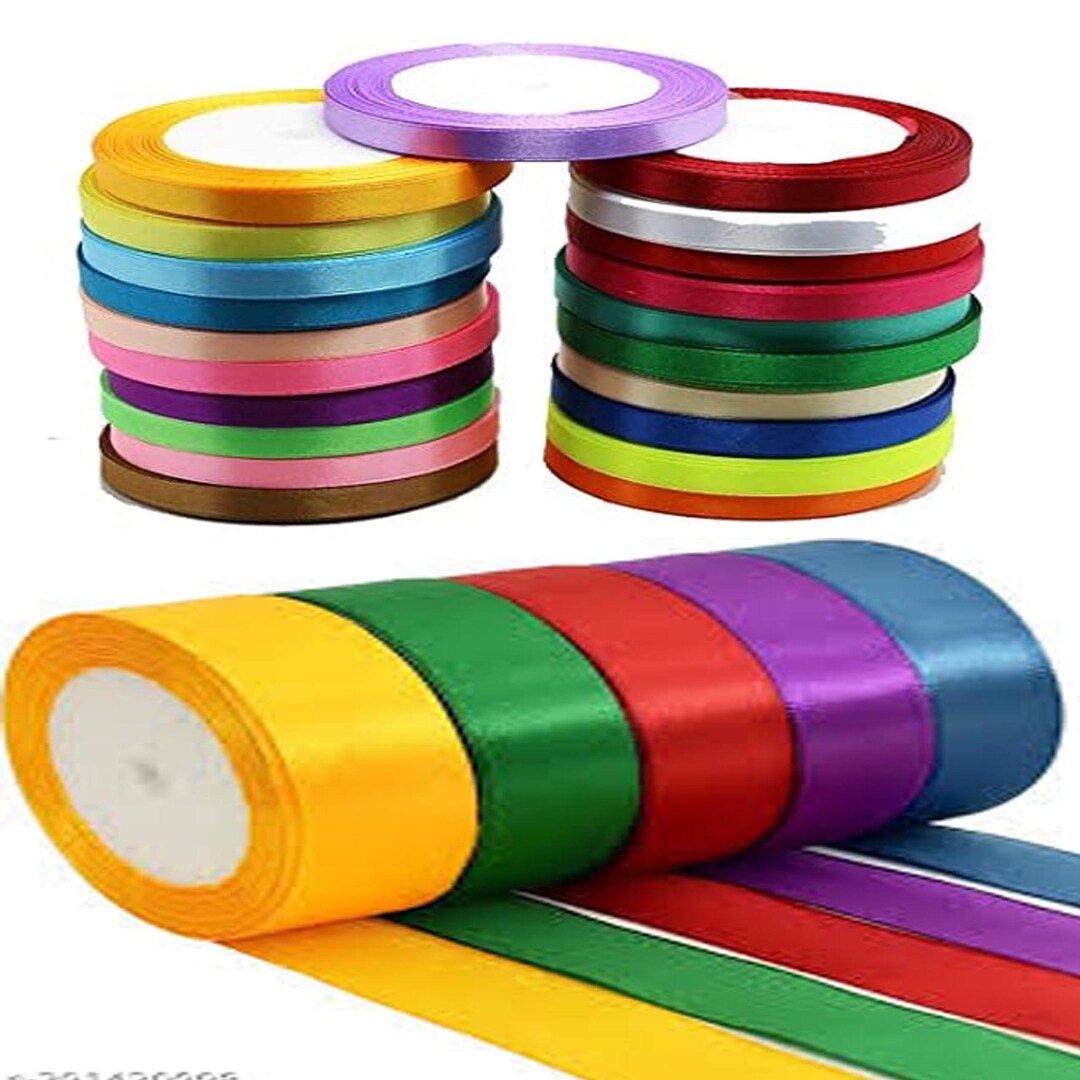 Multicolour French Double Sided Satin Ribbon Reel Wide Double Faced ...